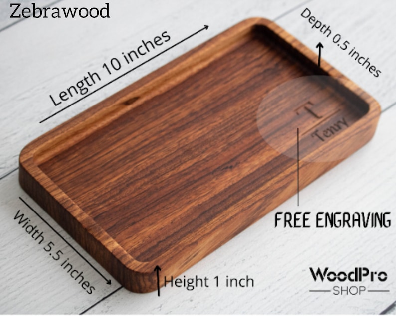 Personalized Wooden Desk Tray EDC Key Tray Walnut Maple - Etsy