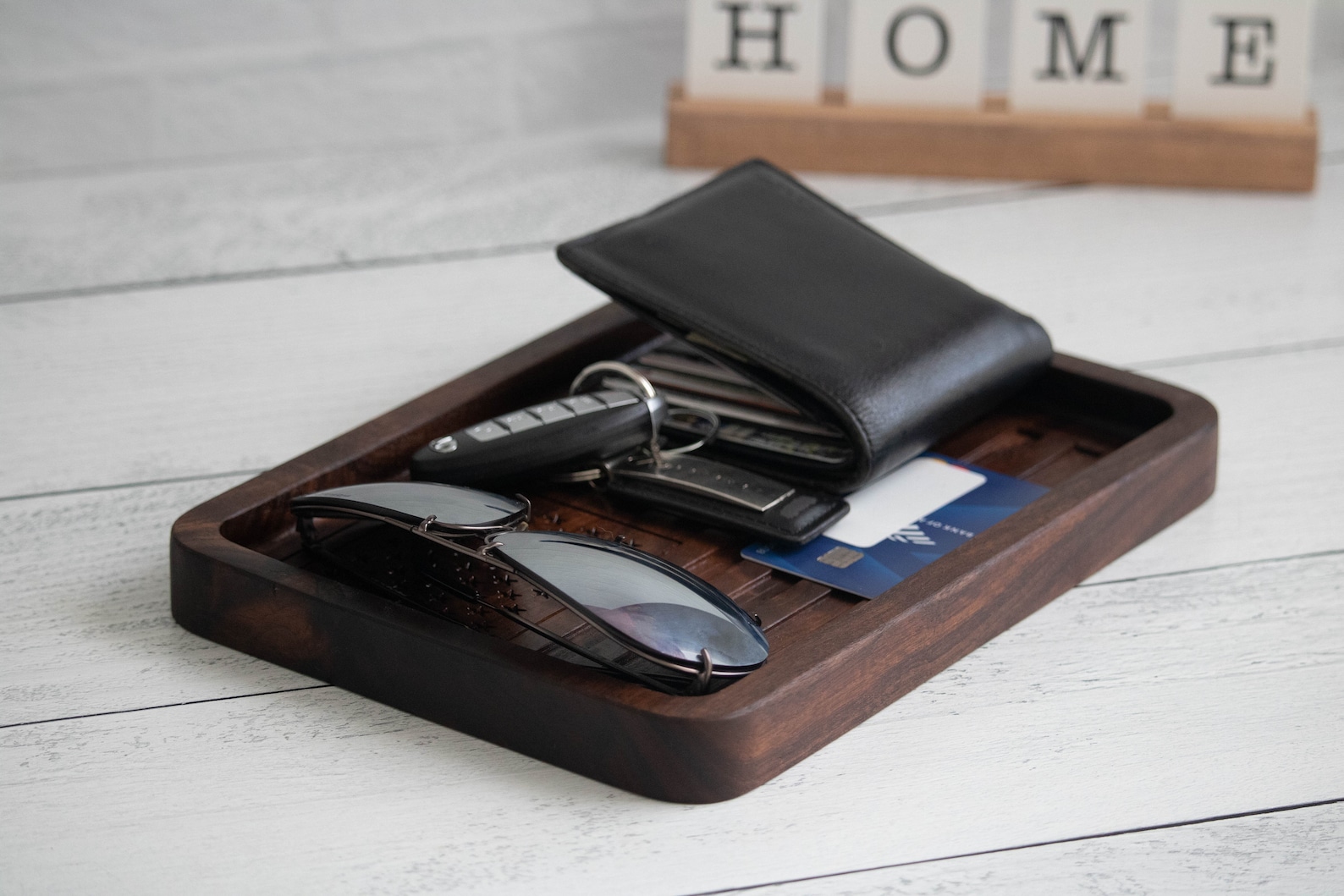 Personalized Wooden Valet Tray, Custom Catchall Tray, Wooden Desk ...