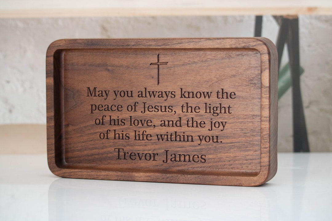 Handcrafted Wooden Tray With Cross for First Communion, Religious ...