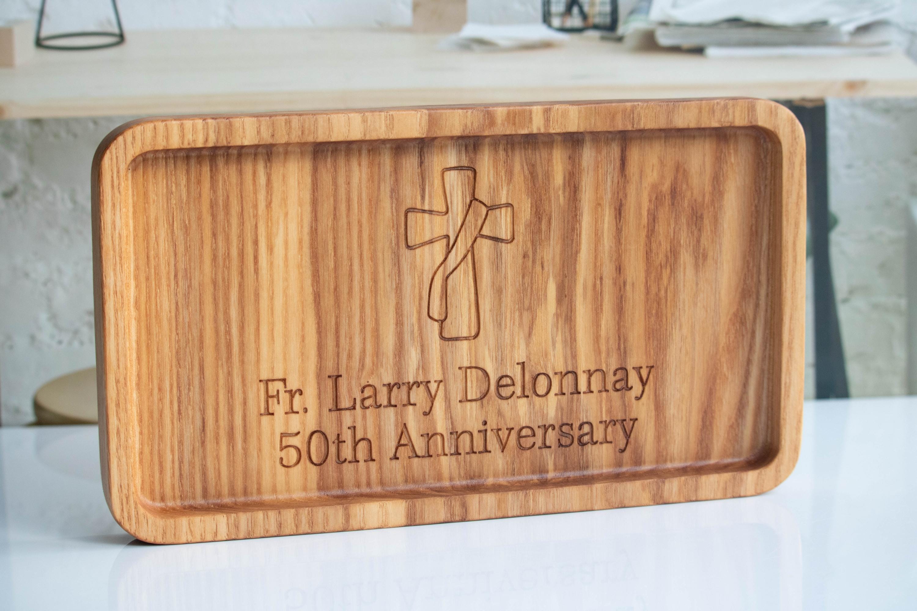 50th Ordination Anniversary Gift, Personalized Wooden Tray for Him ...