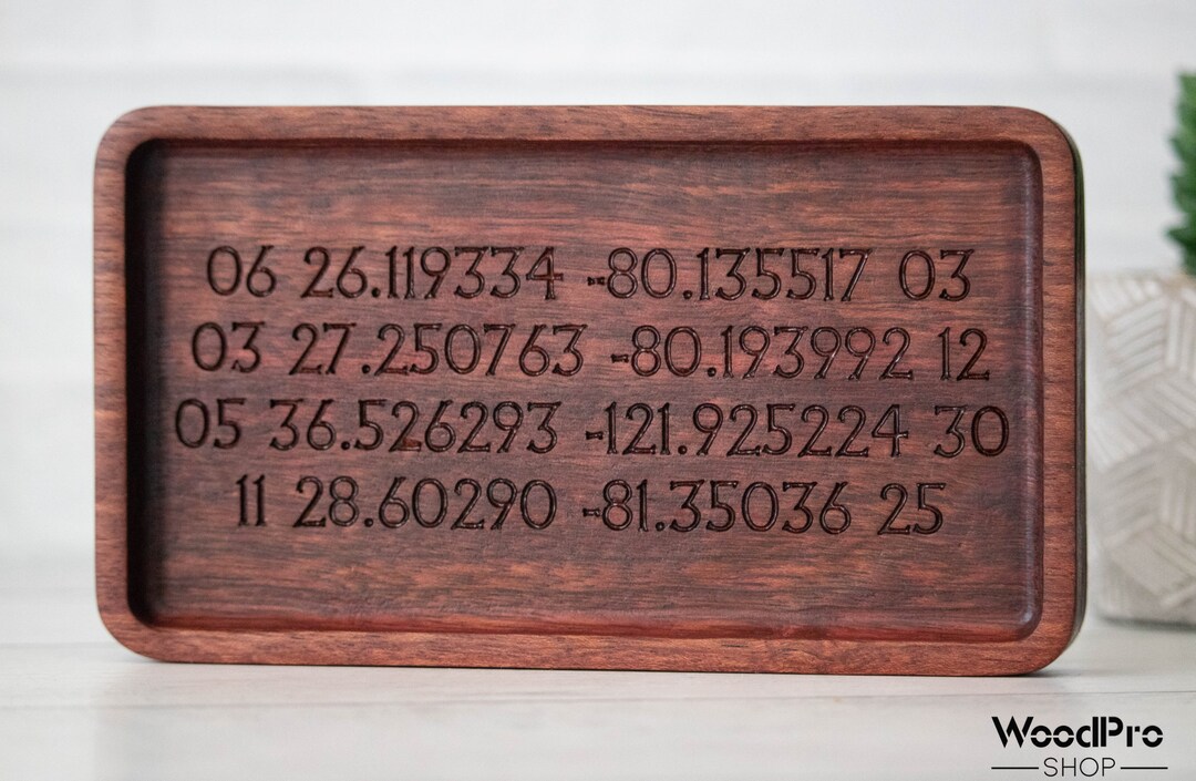 Handmade Wooden Tray With Personalized Latitude Longitude, Custom ...