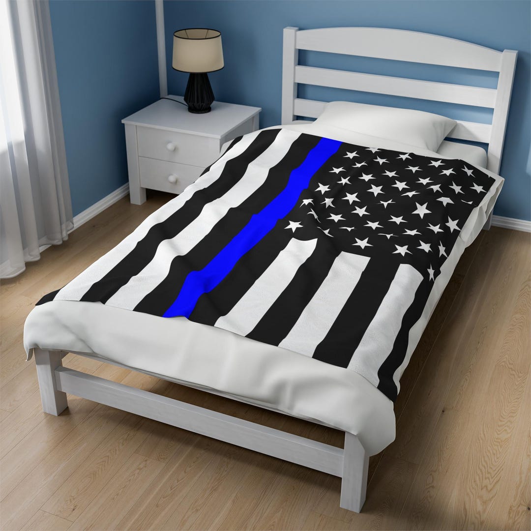 Policeman Velveteen Plush Blanket,policeman Flag, Blue Line Flag USA ...
