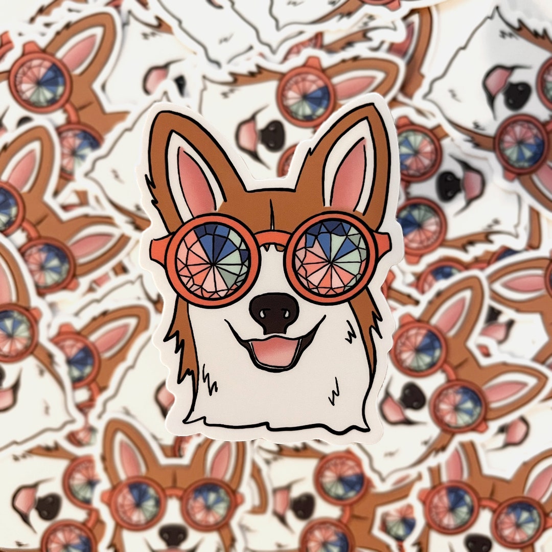 Groovy Corgi | Corgi Sticker | Vinyl Sticker | Die Cut Sticker ...