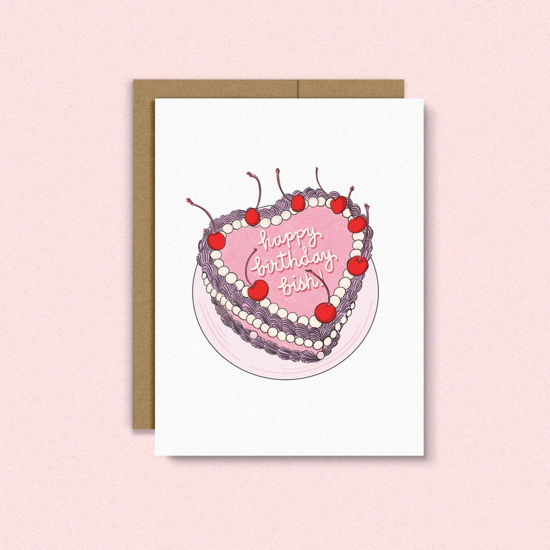 HBD, Bish! | Vintage Cake | Retro Cake Illustration | Celebration ...