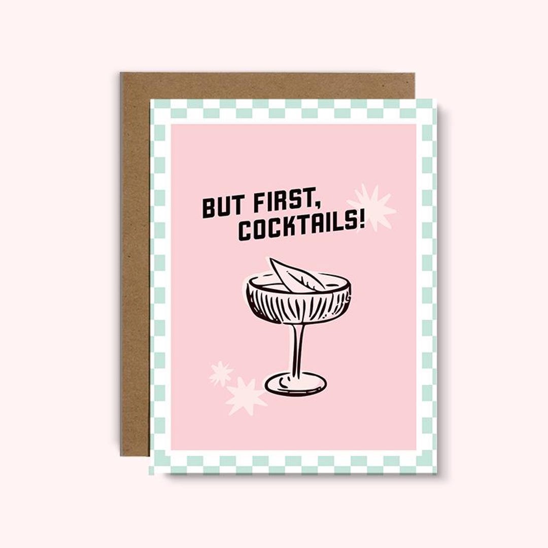 Cocktails 2 Card | Congrats | Checkered Card | Green Checkered ...