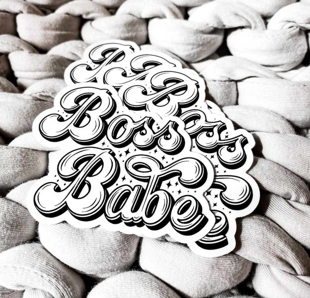 Boss Babe Sticker | Schwarz-Weiß-| Wetterfeste | Gestanzte Sticker ...