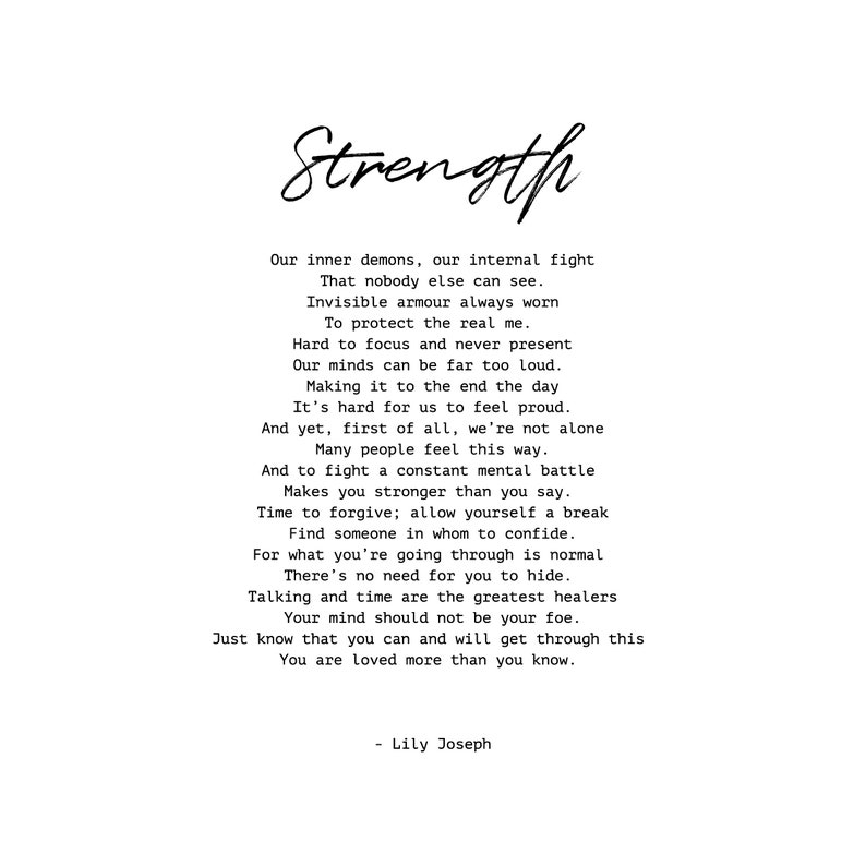 Strength Mental Health Print DIGITAL DOWNLOAD Wall Decor - Etsy