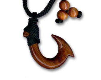 Large Koa Wood Fish Hook Engraved | Etsy