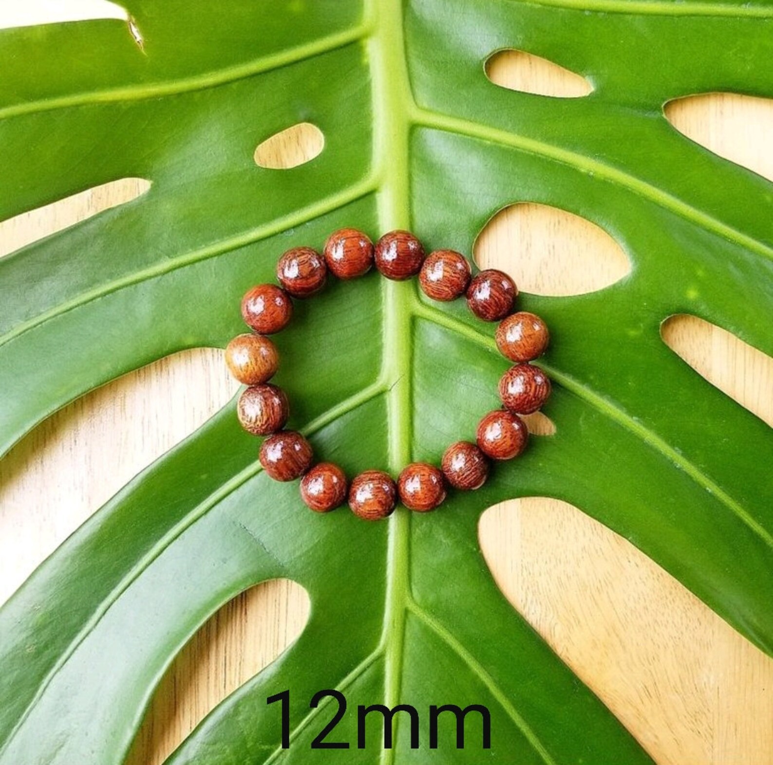Koa Wood Round Bead Stretch Bracelet | Etsy