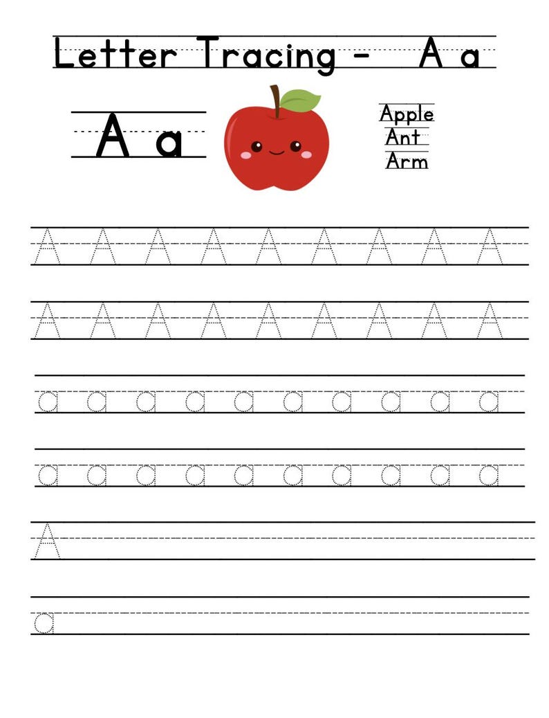 Alphabet Letter Tracing- Fine Motor Practice- Learning Worksheets- Abcs ...