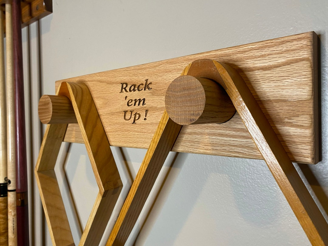 Solid Wood Pool Billiards 8-ball and 9-ball Rack Wall Mount Holder ...
