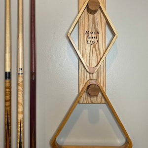 Solid Wood Pool Billiards 8-ball and 9-ball Rack Wall Mount Holder ...