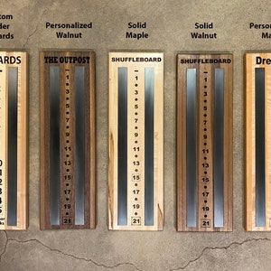 Solid Wood and Steel Shuffleboard Score Keeper Scoreboard - Maple and ...