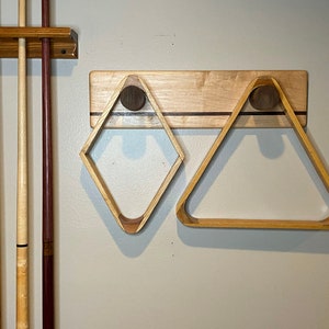 Solid Wood Pool Billiards 8-ball and 9-ball Rack Wall Mount Holder ...
