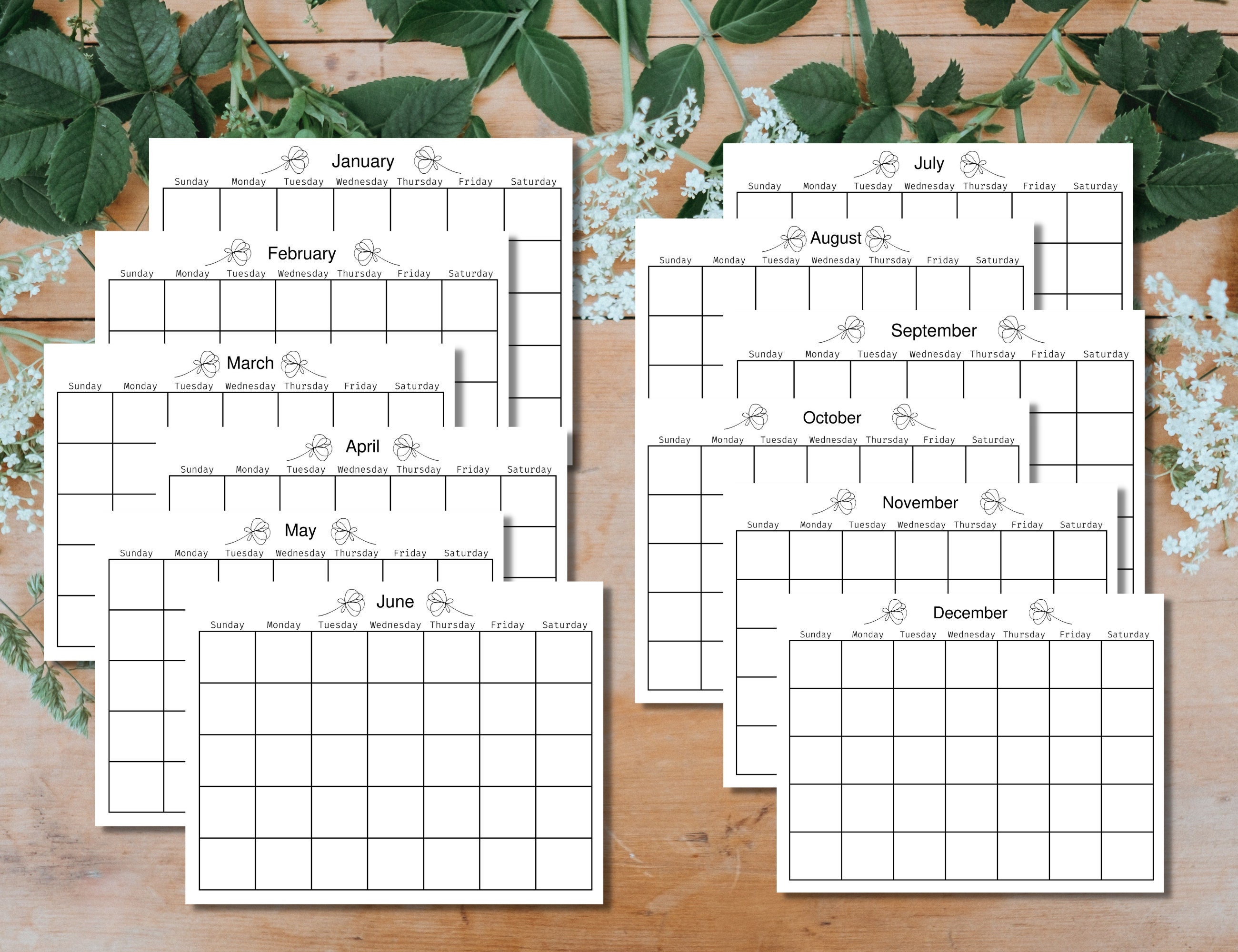 Minimalist Printable Monthly Calendar - Etsy