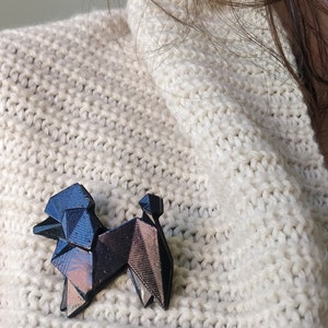 Origami Poodle Brooch: Geometric Caniche Wedding Lapel Pin, Dog Lover ...