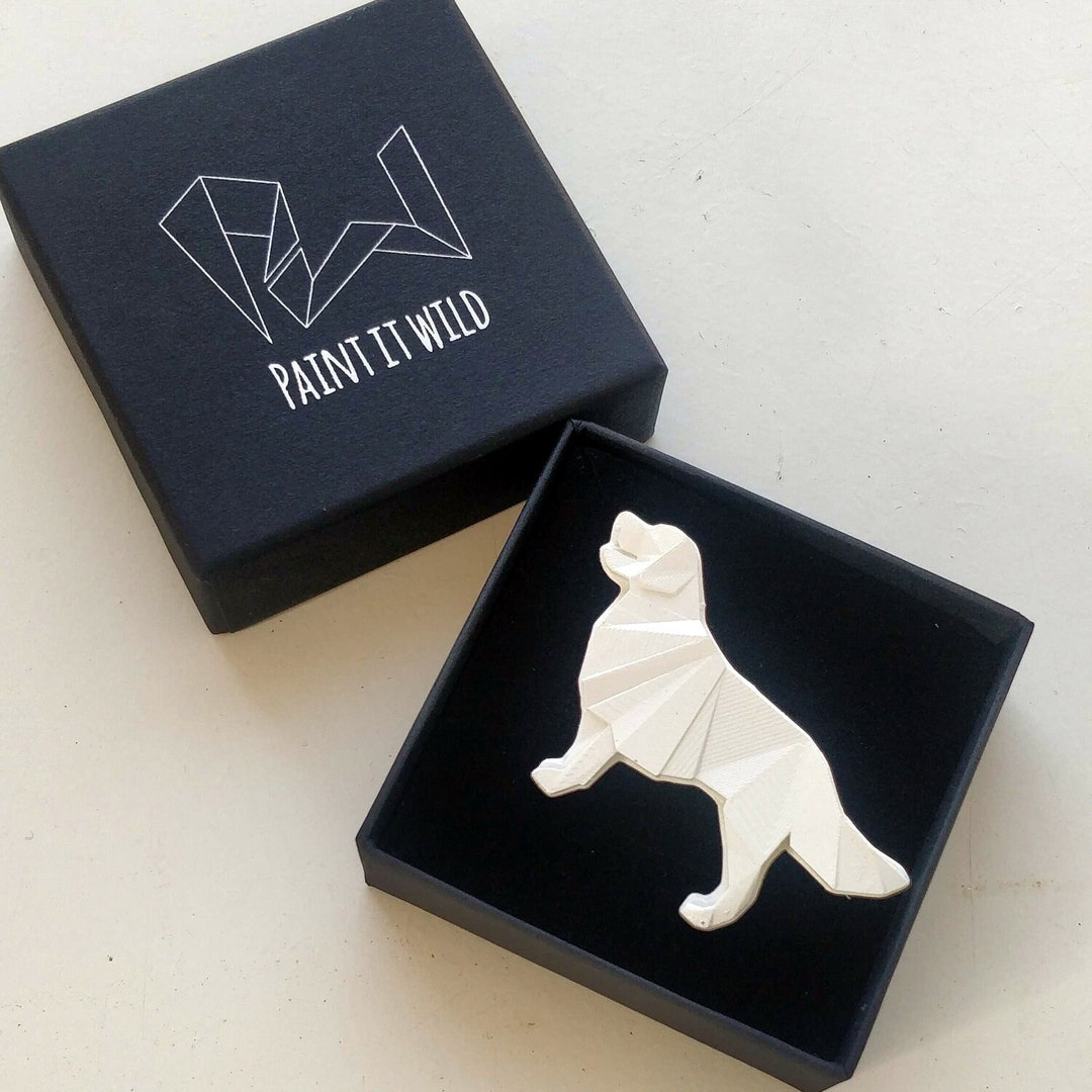 Origami Golden Retriever Brooch Geometric Dog Dog Badge - Etsy