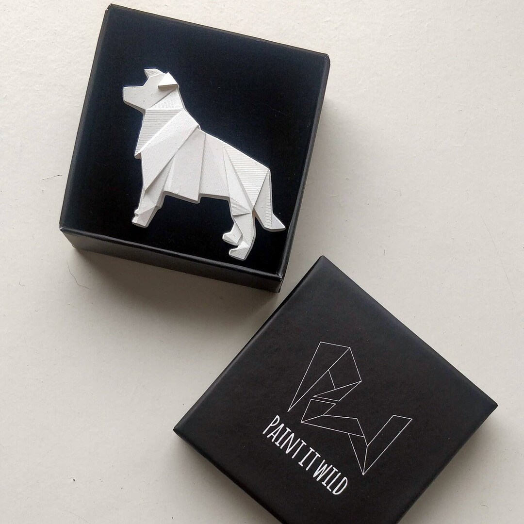 Origami Australian Shepherd Brooch: Geometric Aussie Badge, Dog Wedding ...
