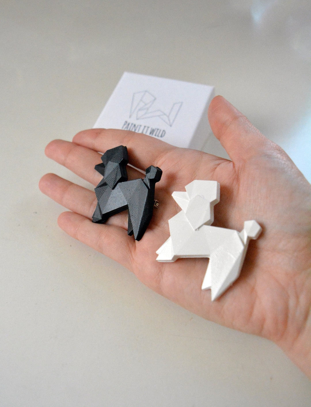 Origami Poodle Brooch: Geometric Caniche Wedding Lapel Pin, Dog Lover ...