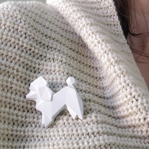 Origami Poodle Brooch: Geometric Caniche Wedding Lapel Pin, Dog Lover ...