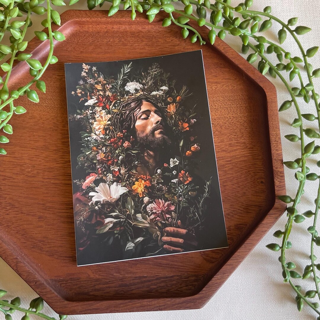 Jesus Christ Floral Portrait Sticker: Waterproof Faith Decal - Etsy