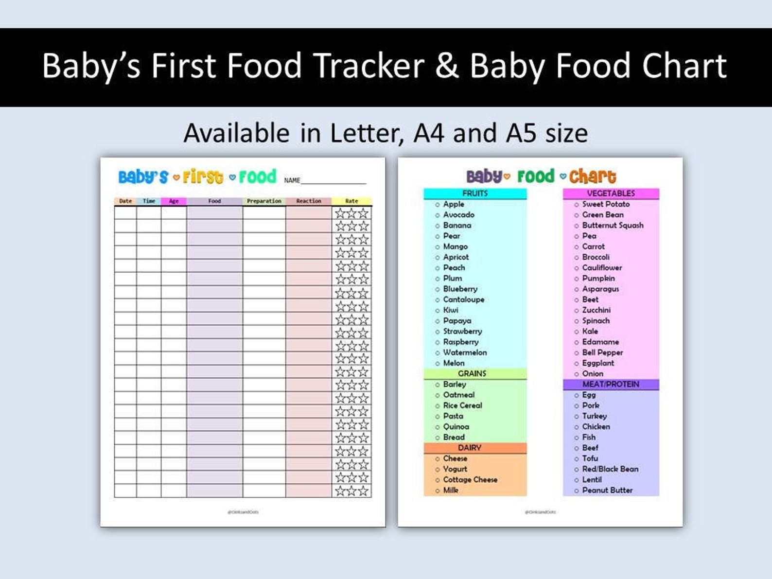 Baby's First Foods Baby Food Chart Baby Food List Baby | Etsy