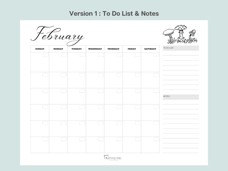 Blank Monthly Calendar Printable, Monthly Blank Calendar, Sunday Start ...