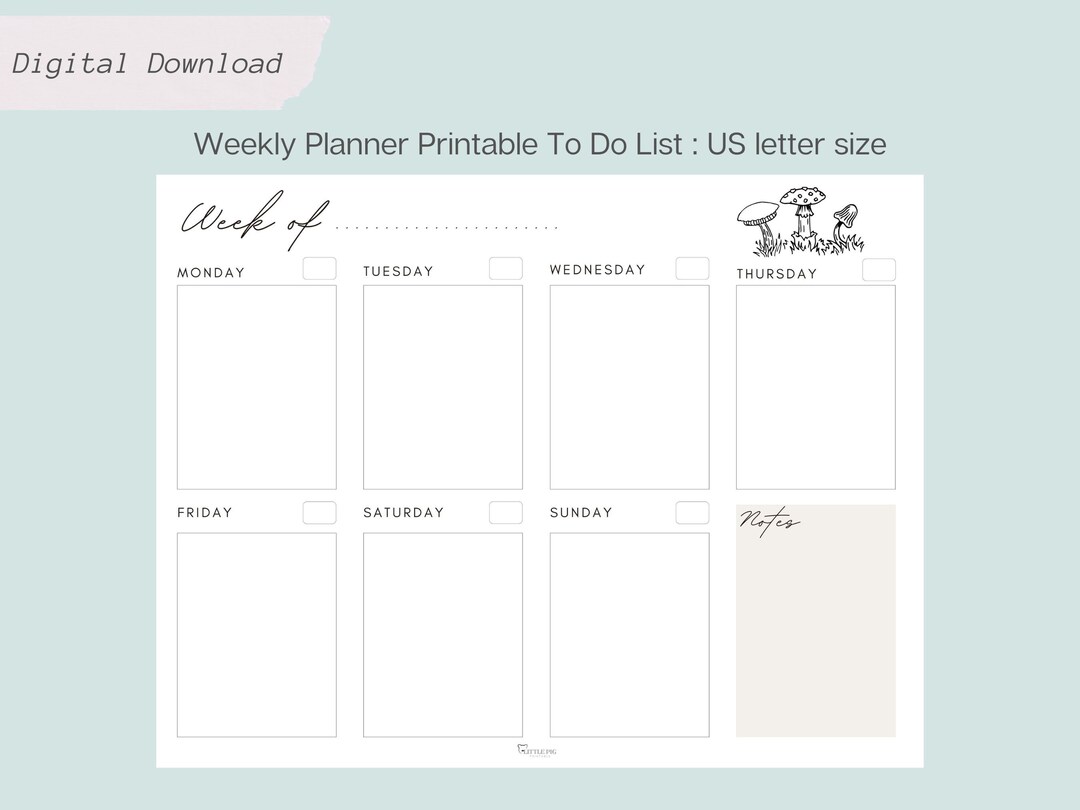 Weekly Planner Printable to Do List, Simple Planner, Instant Download ...