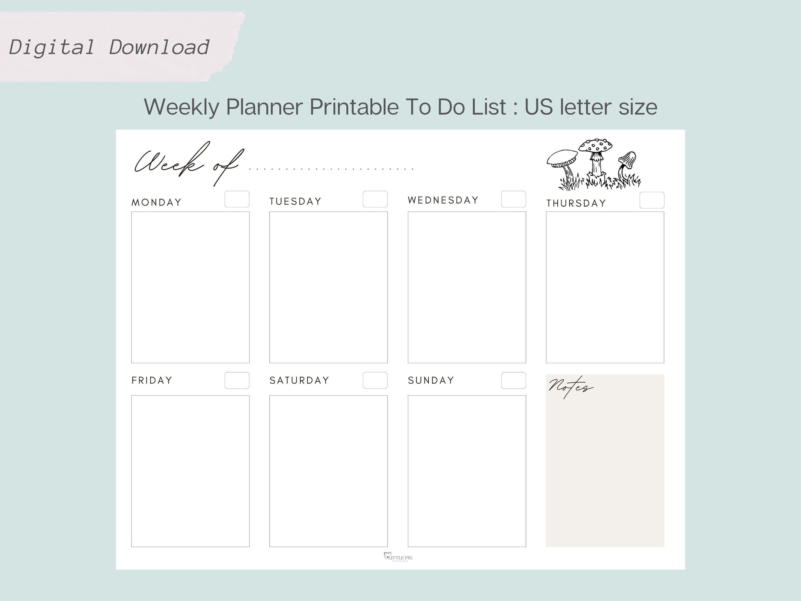 Weekly Planner Printable to Do List, Simple Planner, Instant Download ...
