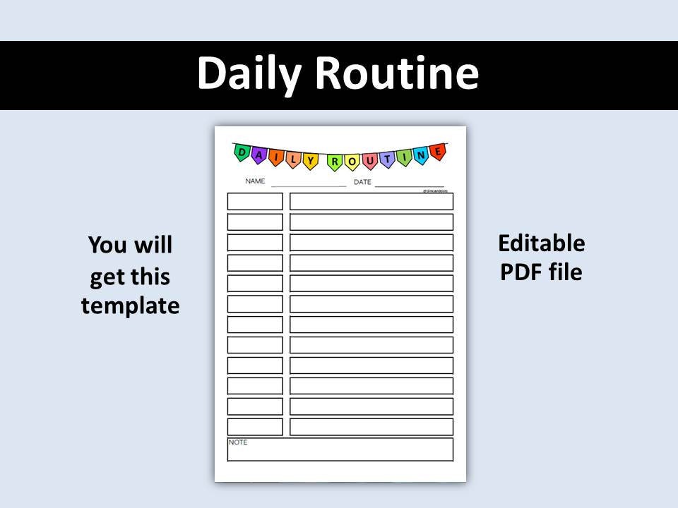 Daily Routine, Kids Daily Routine Daily Routine Printable, Chore Chart ...