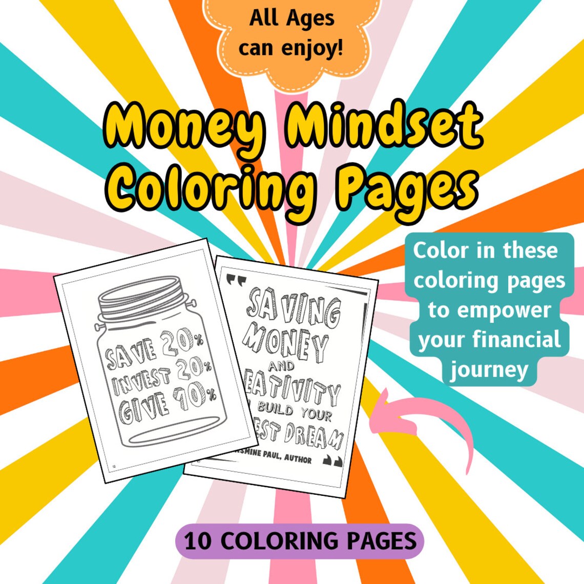 Money Mindset Coloring Pages | Kids Money Management | Coloring Sheets ...