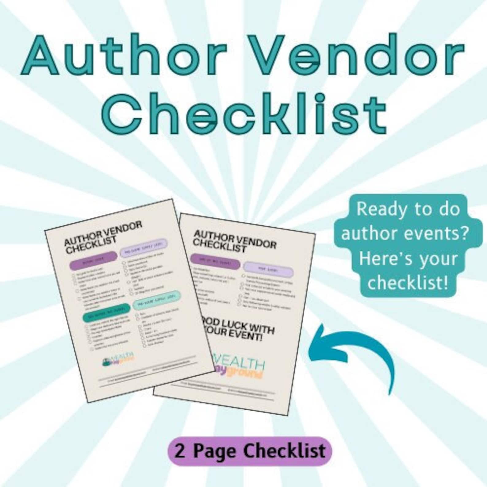 Vendor Checklist | Author Checklist | Book Checklist | Author Vendor ...