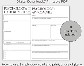 Psychology Note Template - Etsy