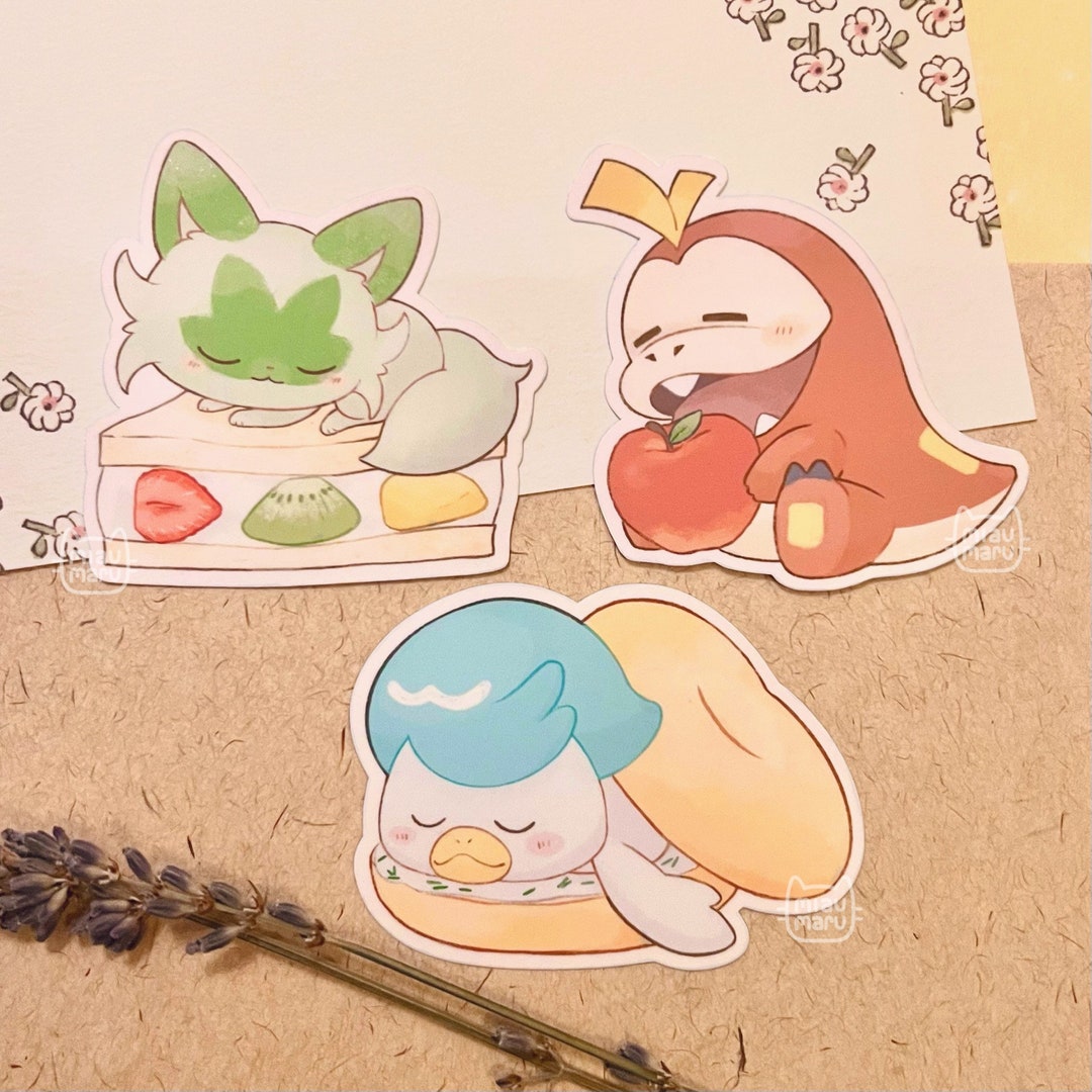 Pokemon Sleepy Picnic Vinyl Sticker Sprigatito, Fuecoco, Quaxly Pokemon Scarlet Violet Gen 9 2 ...