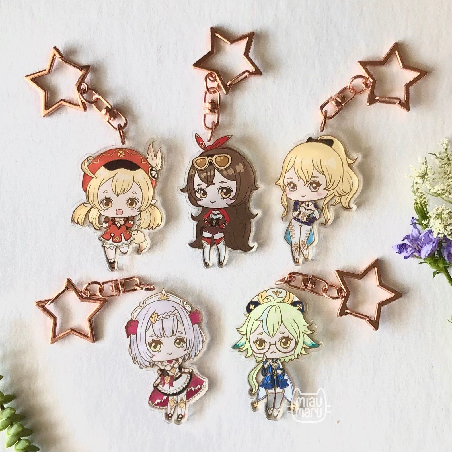 Genshin Impact Charm / Keychain Double-sided 2 Inch | Etsy