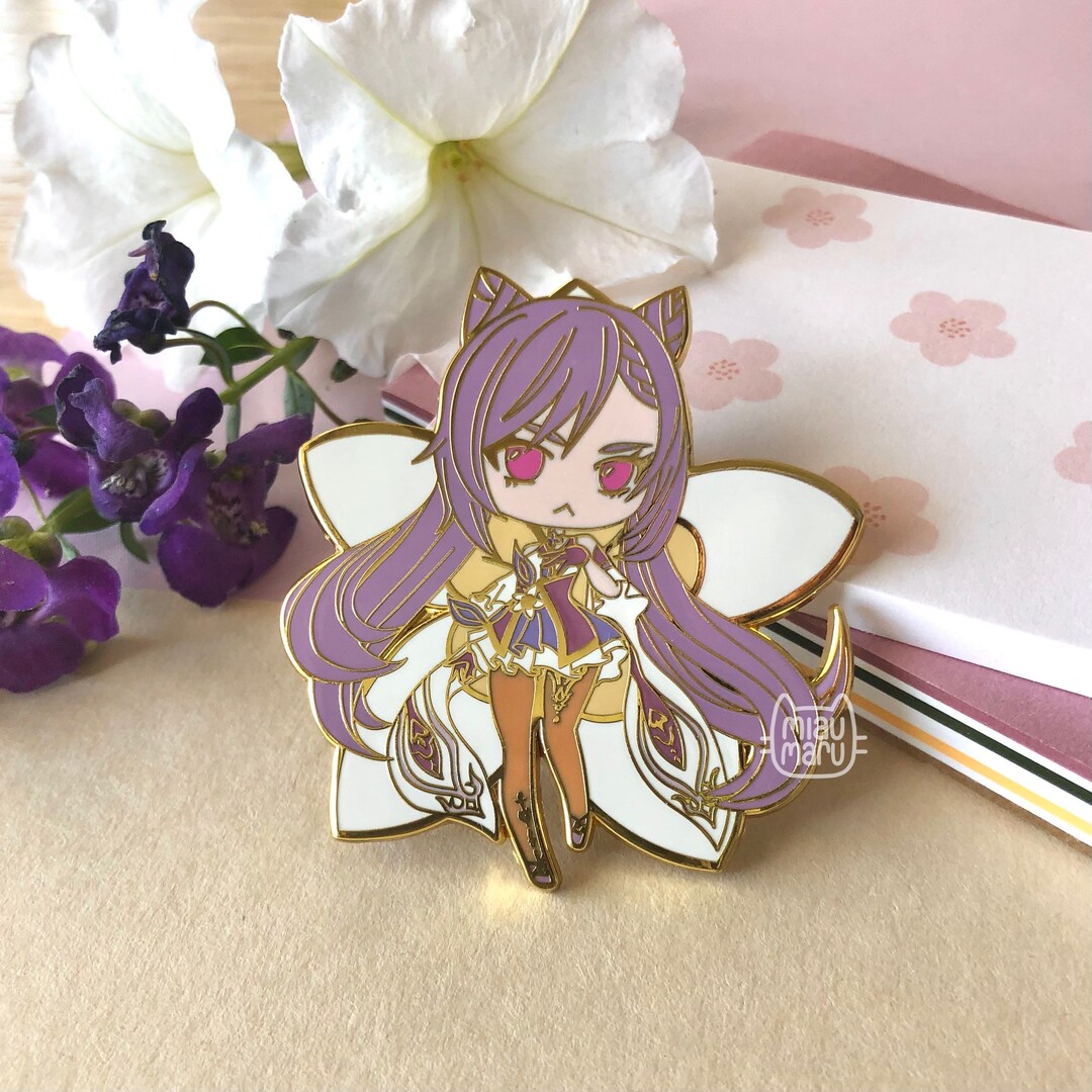 Keqing Flower Enamel Pin Genshin Impact Jumbo Size 2 Inch Gold Metal - Etsy