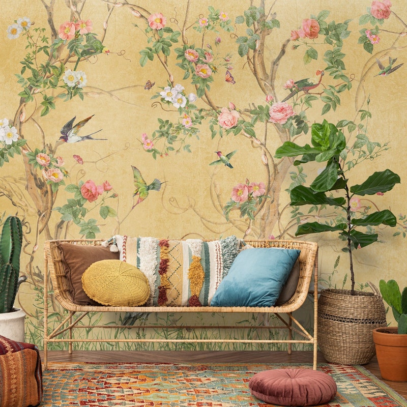 Chinoiserie Wallpaper Mural - Etsy