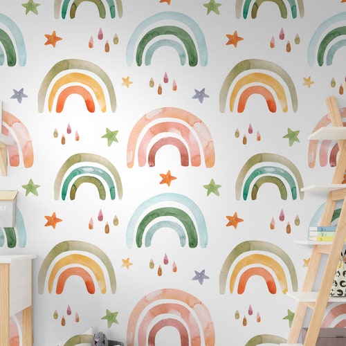 Colorful Rainbow Peel and Stick Wallpaper / Removable - Etsy