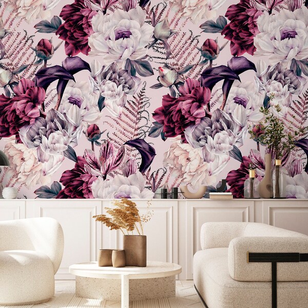 Vibrant Floral Wallpaper - Etsy