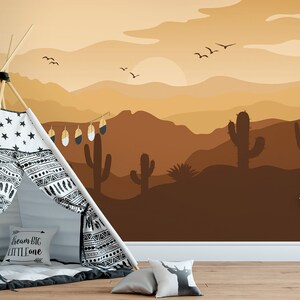 Desert Wallpaper Peel and Stick Arizona Sunset and Dunes Wall Mural - Etsy
