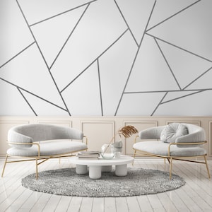 Gold Silver Wall Decal | Geometric Line Wall Sticker | Peel and Stick ...