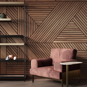 Wood Texture Wallpaper Geometric Wood Slats Wall Mural Wooden Boards ...