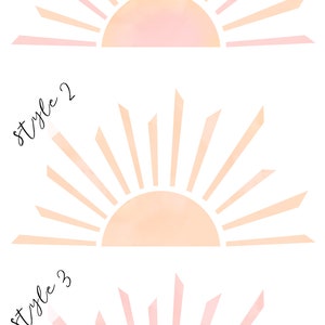 Half Sun Wall Decal | Kids Soft Sun Wall Sticker | Nursery Watercolor ...