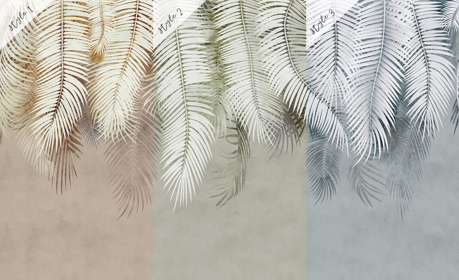 Neutral Leaf Wallpaper | Soft Tropical Leaves Wall Mural Peel and Stick ...