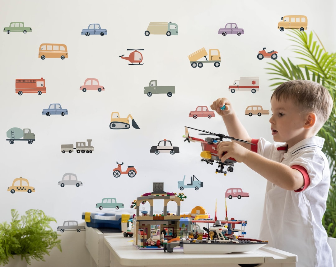 Kids Transport Wall Decal | Cute Vehicle Wall Sticker | Nursery Boys ...