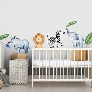 Safari Wall Decal Peel and Stick | Kids Wall Decal | Giraffe Zebra Lion ...