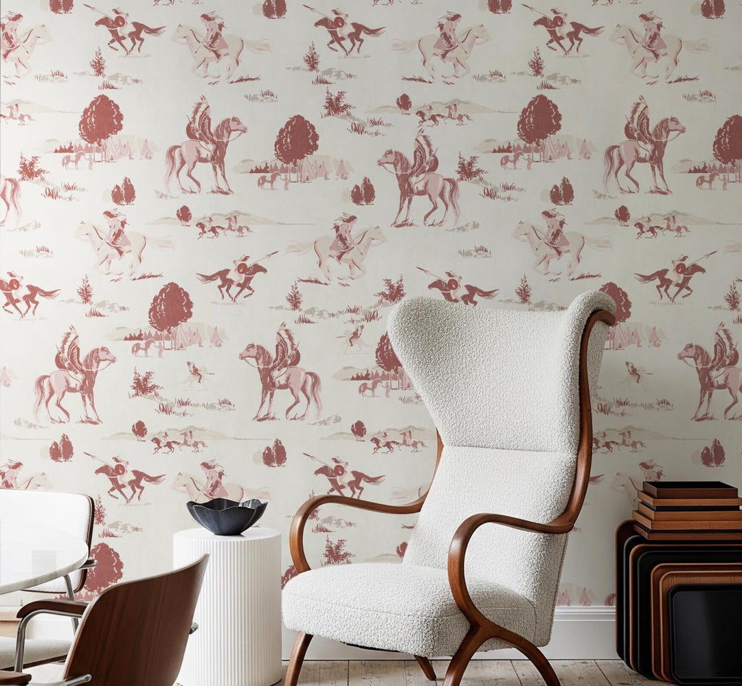 Rustic Teepee and Native American Wallpaper |soft Monochrome Tribal ...