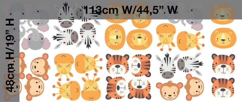 Kids Wall Decal Cute Little Safari Animal Wall Sticker Nursery Forest ...