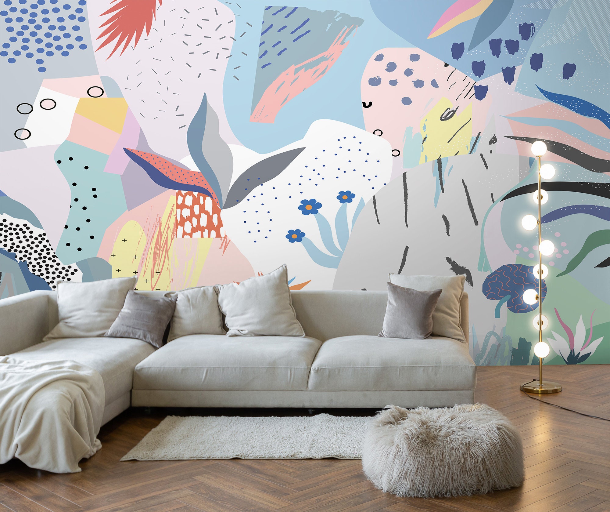 Abstract Art Wallpaper Peel and Stick Colorful Abstract - Etsy