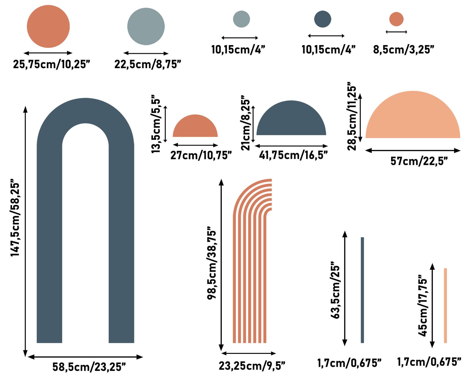 Geometric Wall Decal Half Arches Wall Sticker Abstract Shape - Etsy